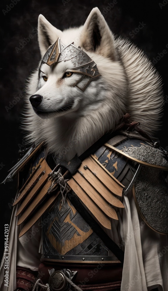 Majestic Animal Wolf Shogun in Samurai Armor: A Depiction of Japanese ...