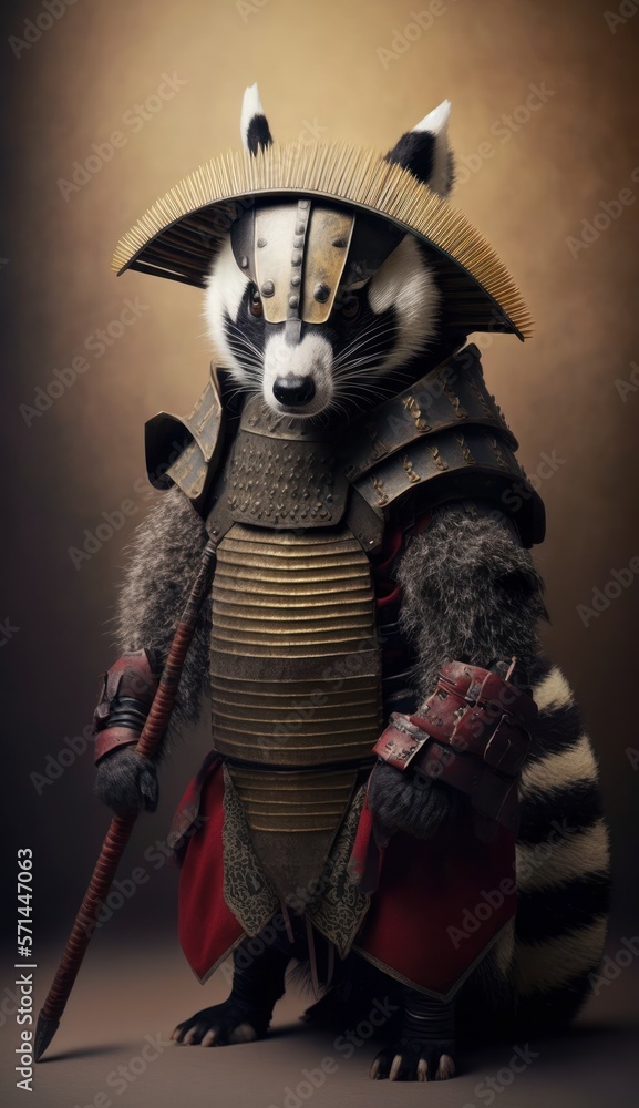 Majestic Animal Badger Shogun in Samurai Armor: A Depiction of Japanese ...
