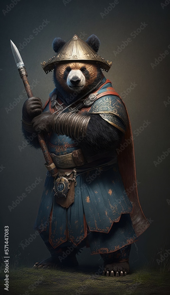 Majestic Animal Bear Shogun in Samurai Armor: A Depiction of Japanese ...
