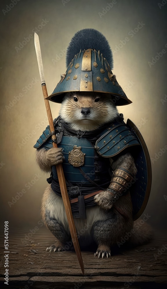 Majestic Animal Beaver Shogun in Samurai Armor: A Depiction of Japanese ...
