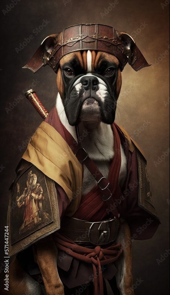 Majestic Animal Boxer Shogun in Samurai Armor: A Depiction of Japanese ...
