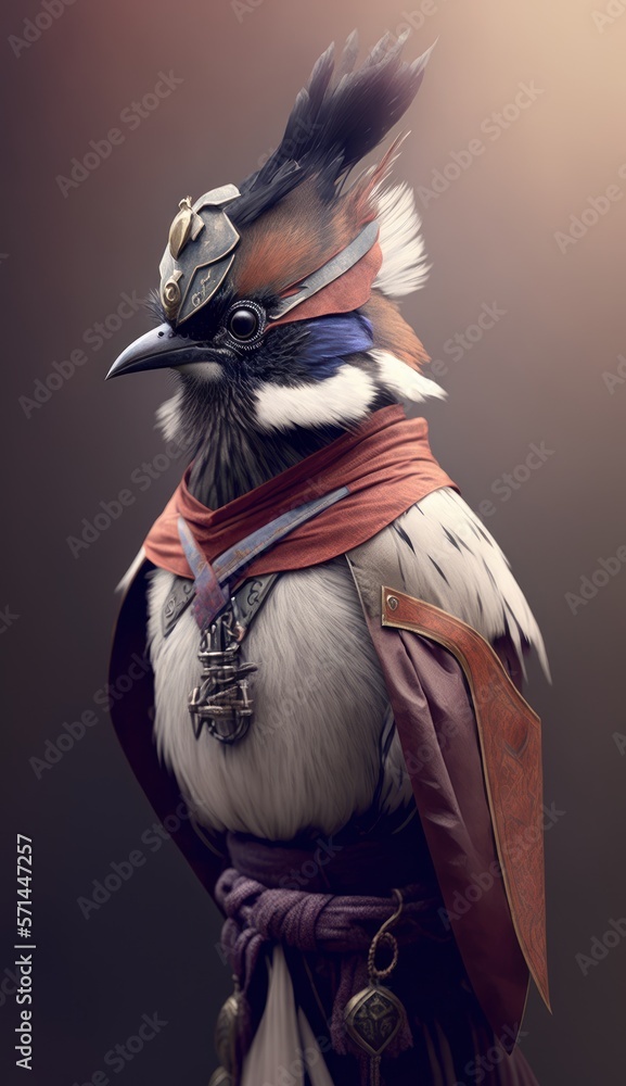 Majestic Animal Bulbul Shogun in Samurai Armor: A Depiction of Japanese ...