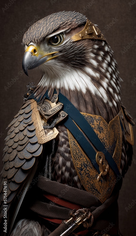 Majestic Animal Falcon Shogun in Samurai Armor: A Depiction of Japanese ...