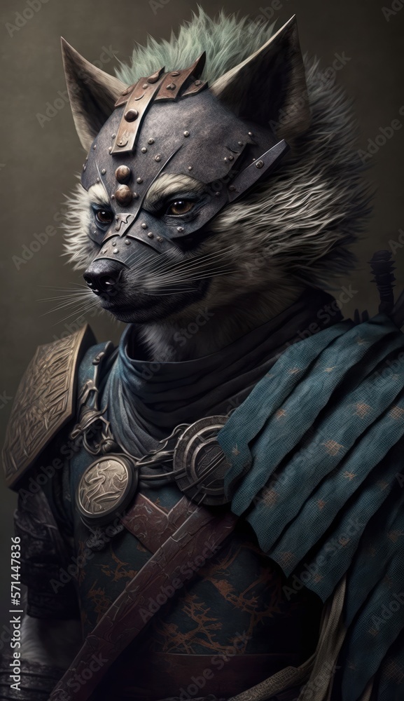 Majestic Animal Hyena Shogun in Samurai Armor: A Depiction of Japanese ...