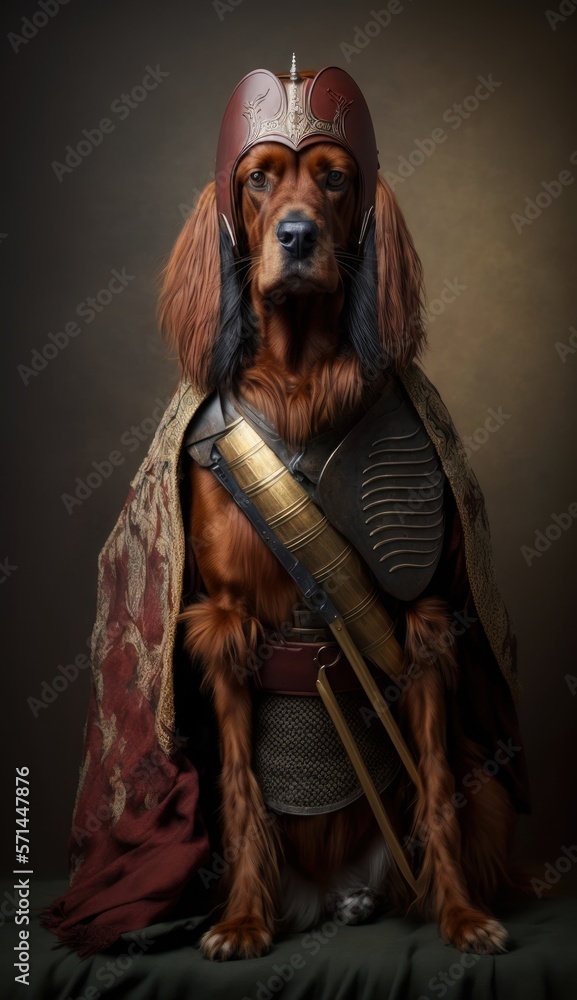 Majestic Animal Irish Setter Shogun in Samurai Armor: A Depiction of ...