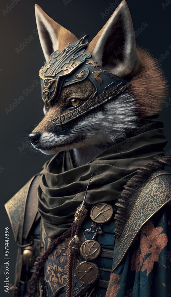 Majestic Animal Jackal Shogun in Samurai Armor: A Depiction of Japanese ...