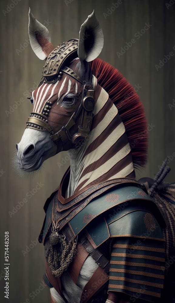 Majestic Animal Okapi Shogun in Samurai Armor: A Depiction of Japanese ...