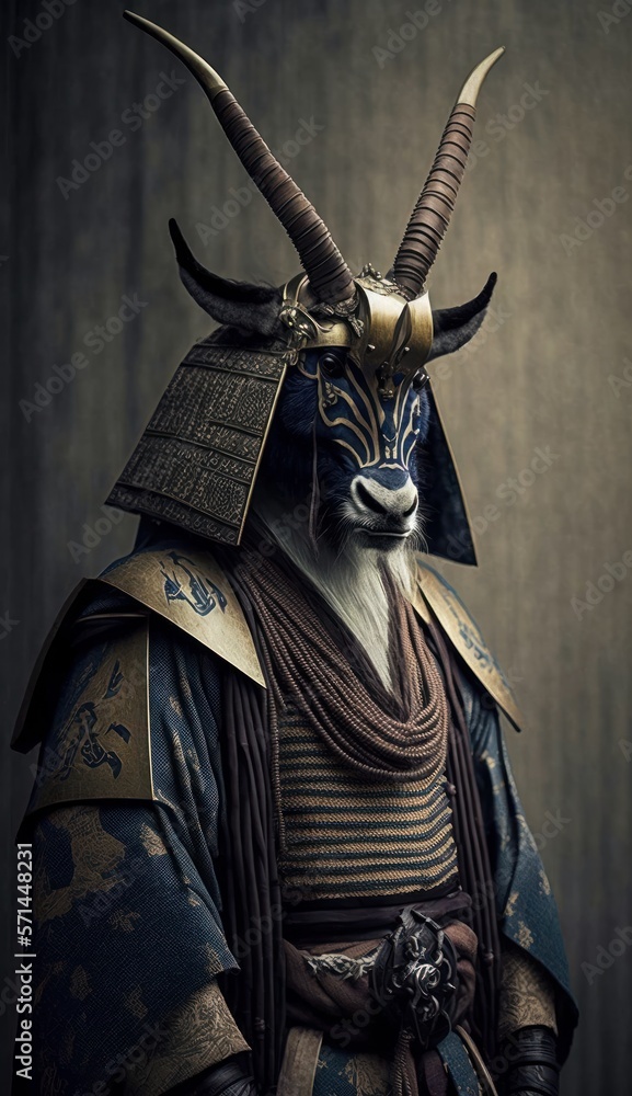 Majestic Animal Oryx Shogun in Samurai Armor: A Depiction of Japanese ...