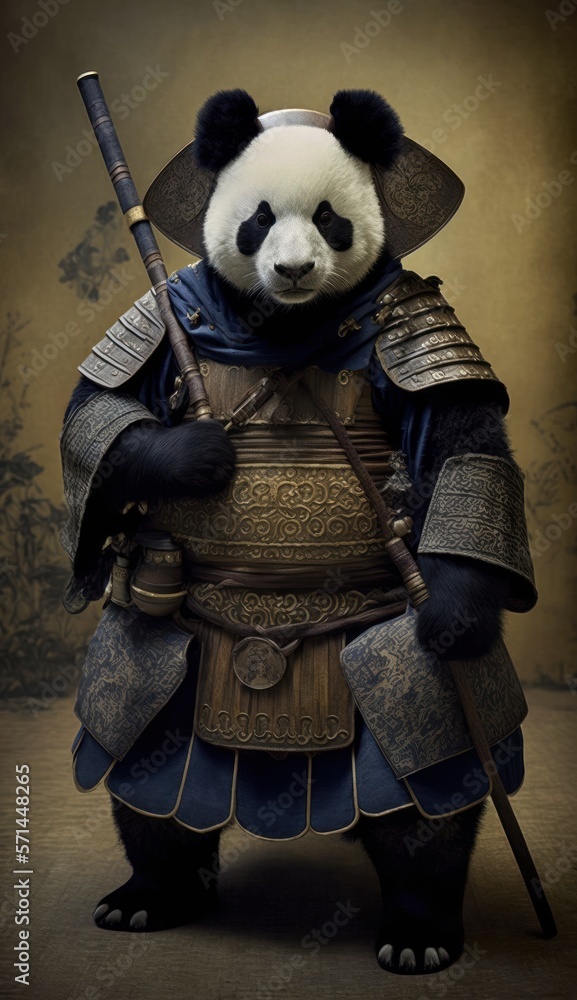 Majestic Animal Panda Shogun in Samurai Armor: A Depiction of Japanese ...