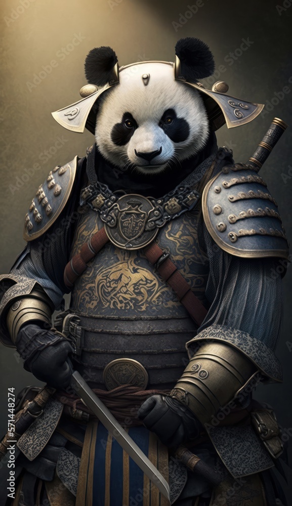 Majestic Animal Panda Shogun in Samurai Armor: A Depiction of Japanese Culture, Armor, Feudal ...