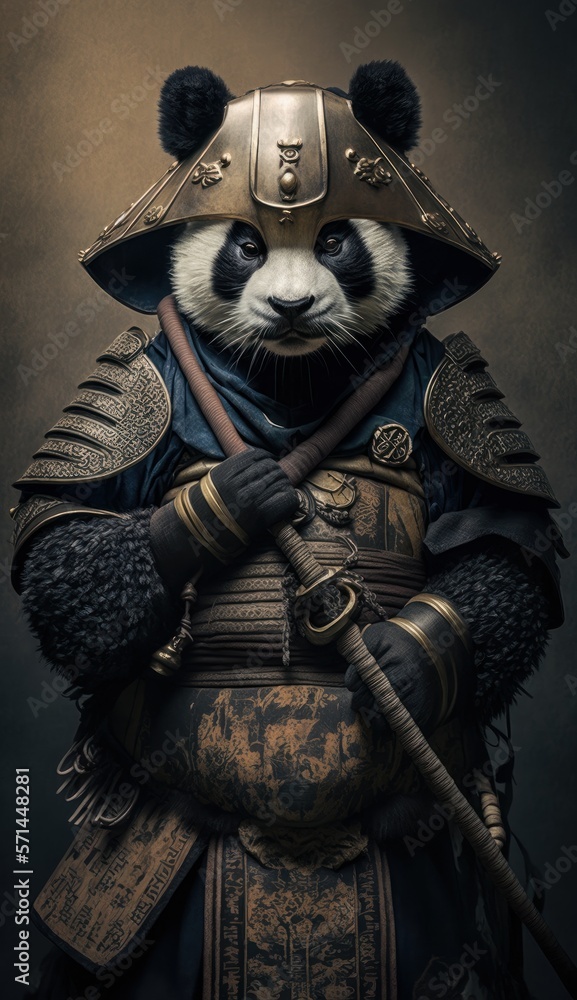 Majestic Animal Panda Shogun in Samurai Armor: A Depiction of Japanese ...