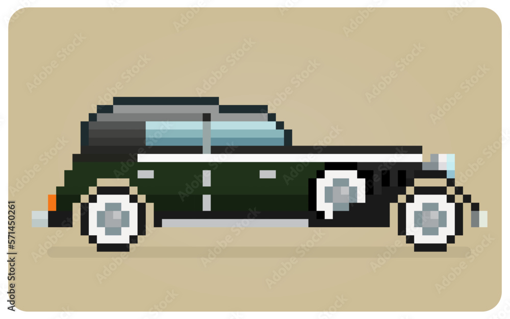 8 bit pixel classic cars. Vector illustration of vintage car cross ...