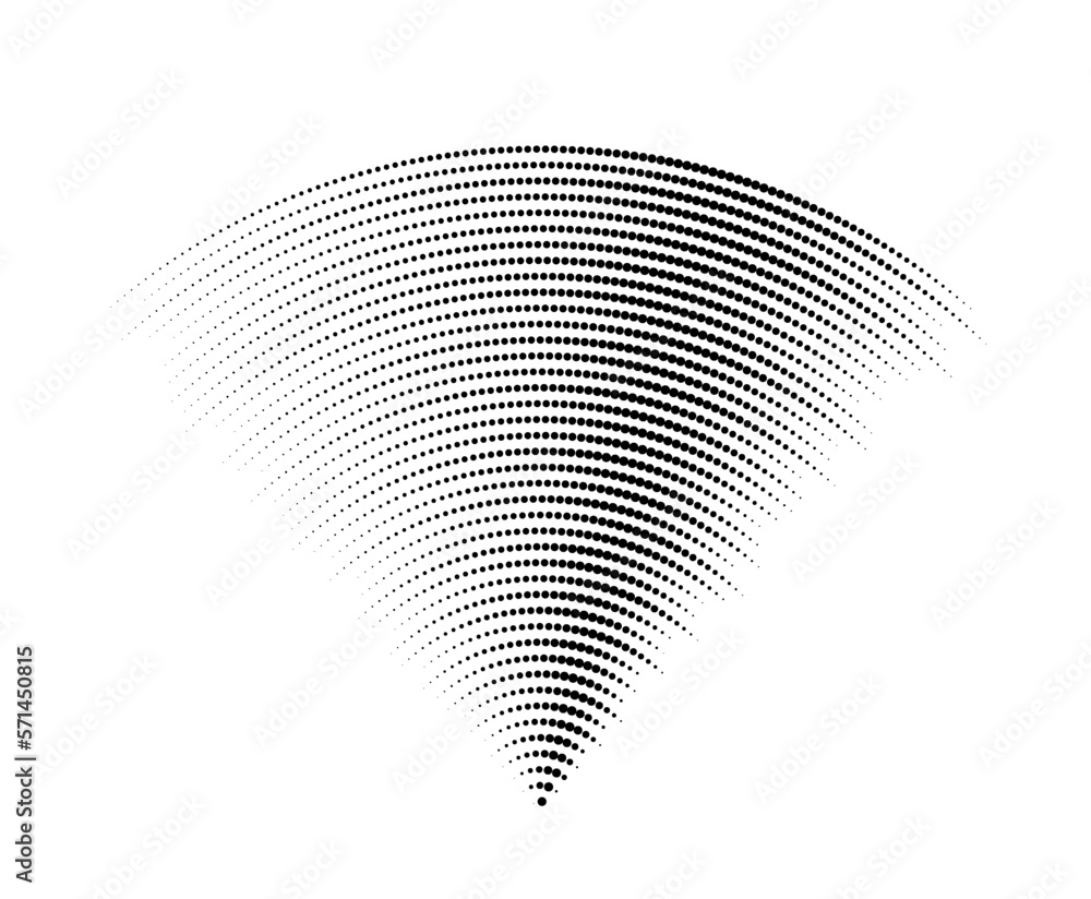Dotted sound wave signal. Radio or music audio concept. Epicentre or ...