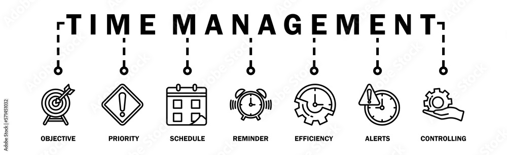 Time management banner web icon vector illustration concept with icon ...