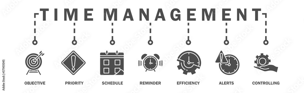 Time management banner web icon vector illustration concept with icon ... Time management banner web icon vector illustration concept with icon ...