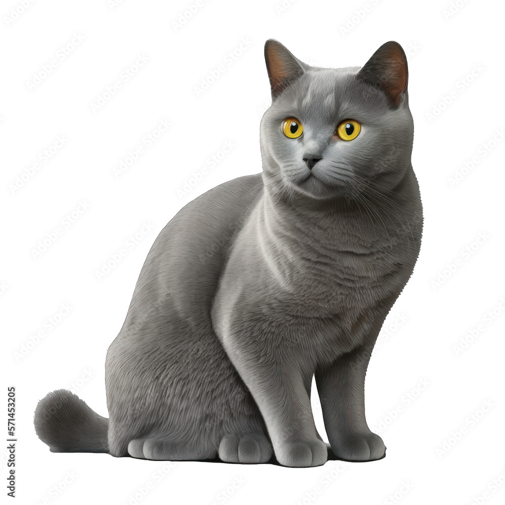 Animal Chartreux cat Design Elements Isolated Transparent Background ...