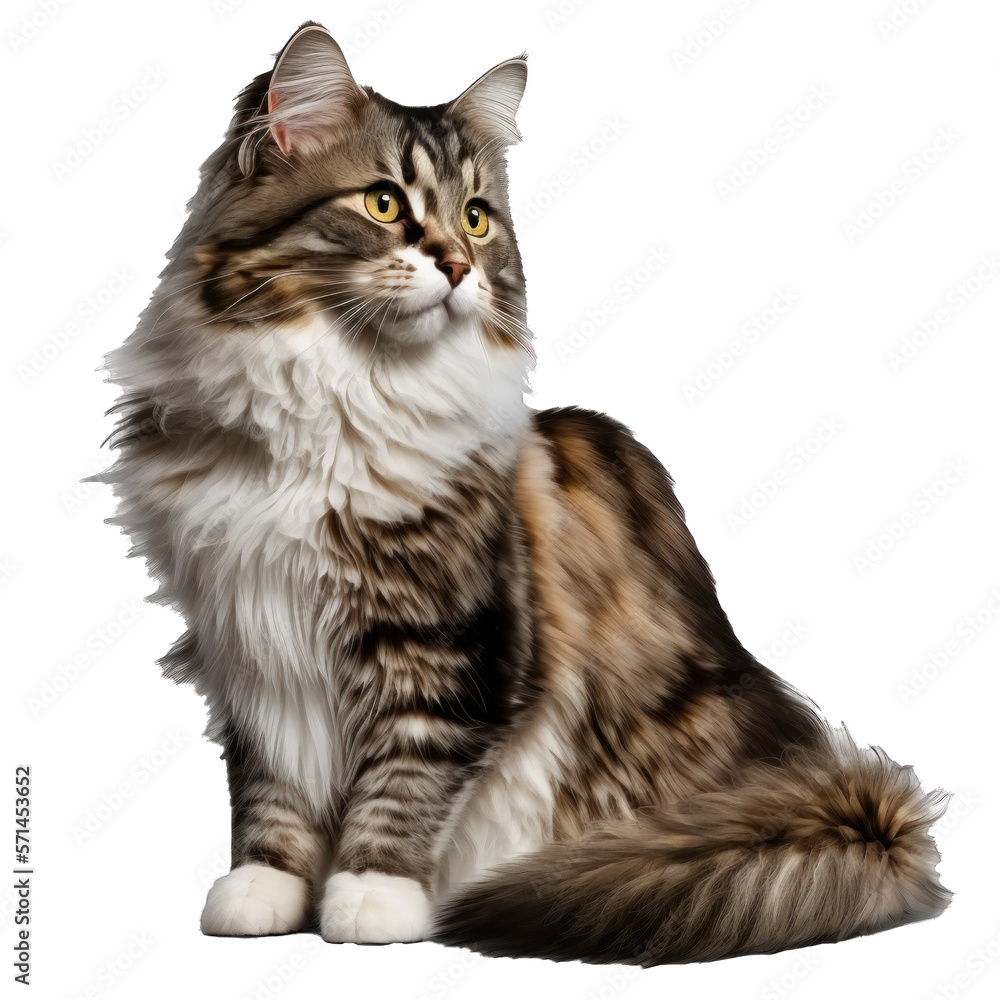 Animal Norwegian Forest Cat cat Design Elements Isolated Transparent ...