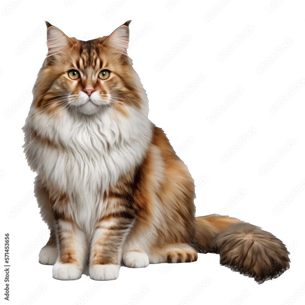 Animal Norwegian Forest Cat cat Design Elements Isolated Transparent ...