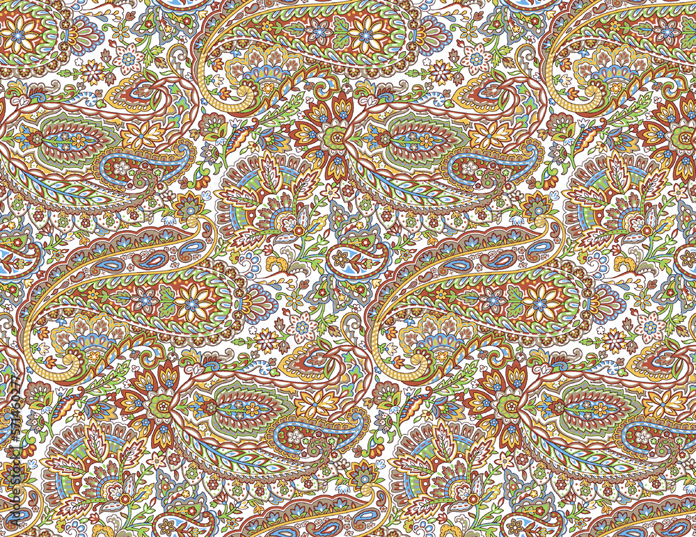 Seamless silky paisley pattern design Stock Illustration | Adobe Stock