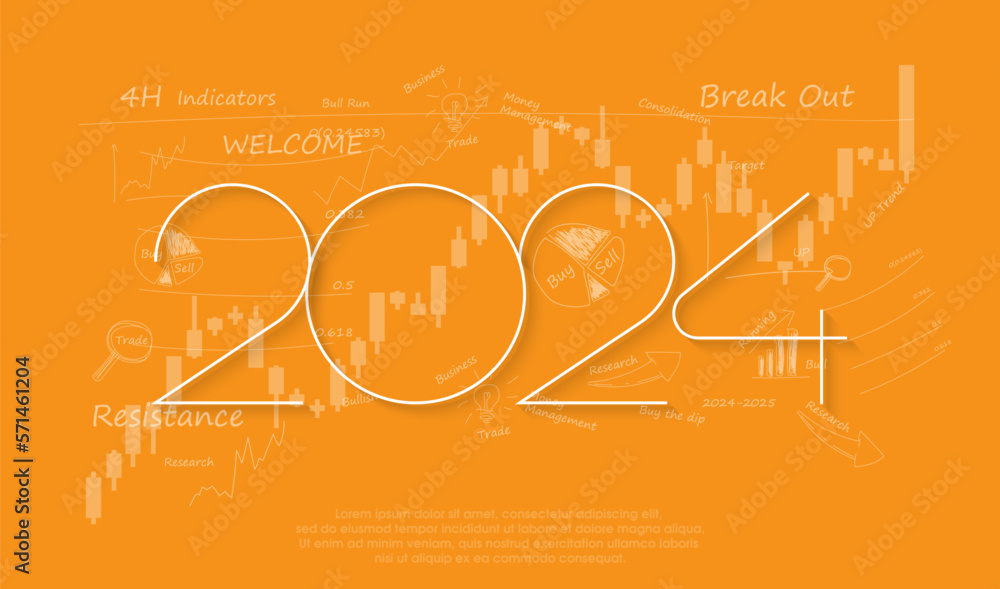 Stock market design with 2024 year concept. Up trend for financial ...