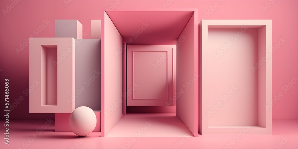 Epic Cinematic Pink abstract art on a pink wall, pink modern design and ...