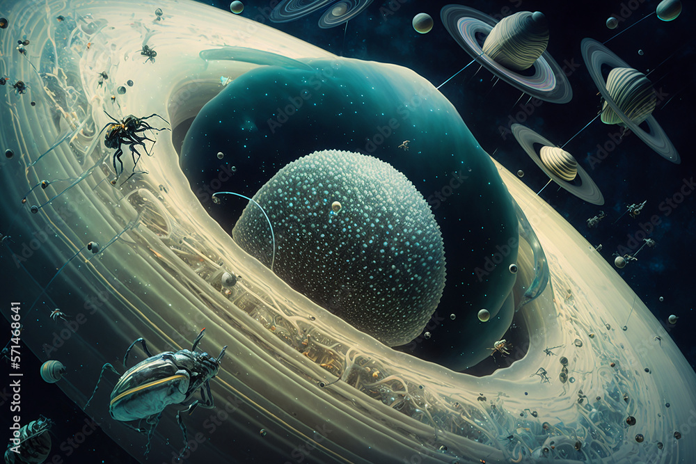 insect swarms and cosmic jellyfishes in the rings of saturn. Generative ...