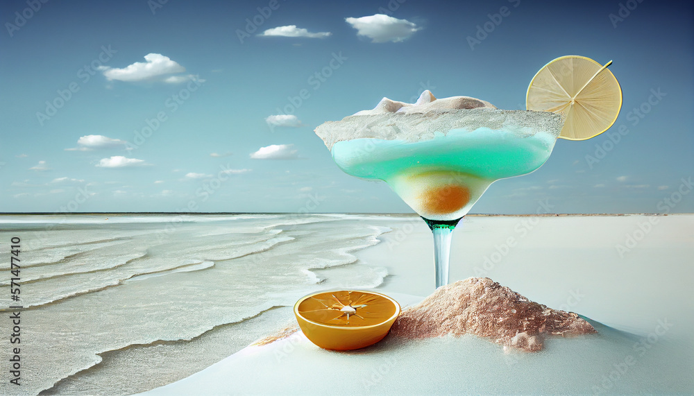 Cocktail on beach background. Summer, resort. AI generative content ...