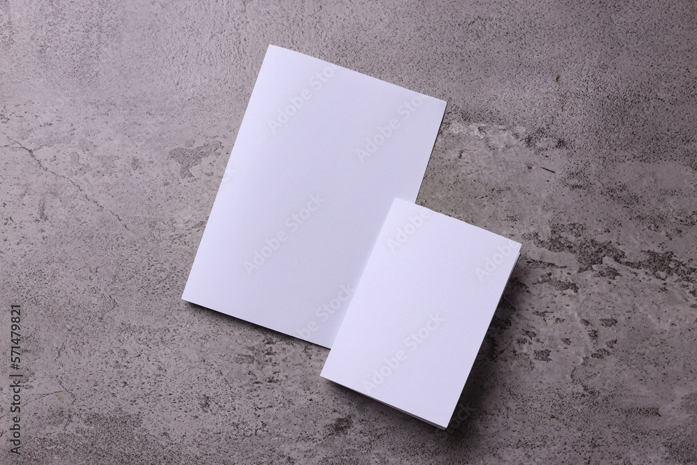 Two Blank Half Fold Brochure Template For Your Presentation over grey ...