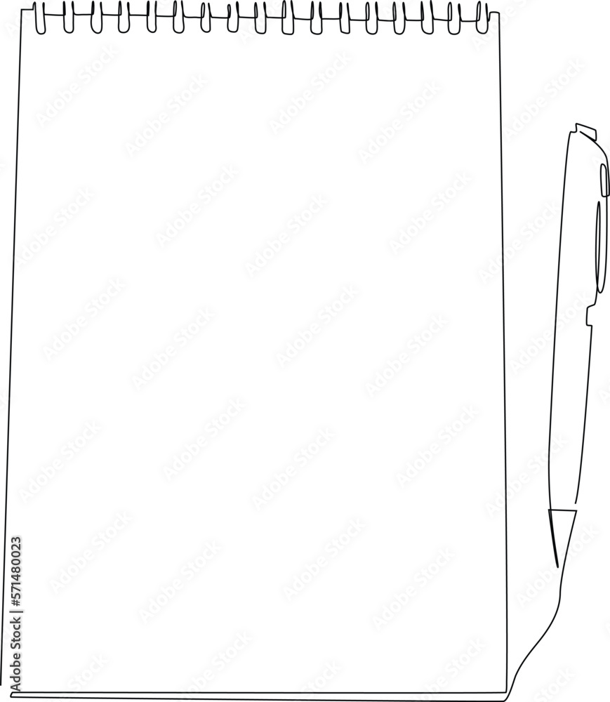 Vetor de Continuous one line drawing notes and a pen. School and office ...