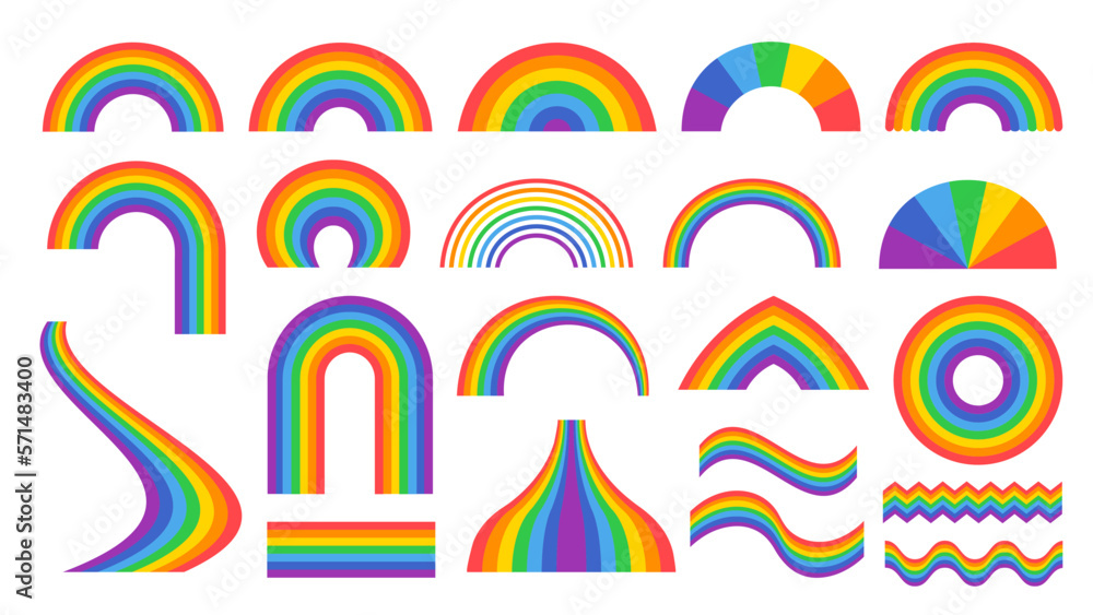 Rainbow colors. Spectrum stripes and waves, heaven arc and colors of ...