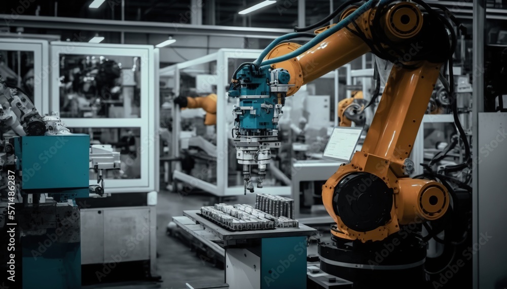 Robotic Arm Assembly Line. A vision of the future of manufacturing ...