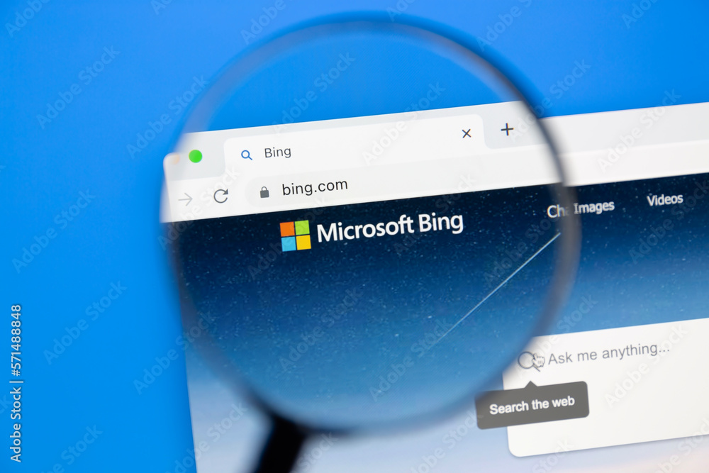 Ostersund, Sweden - Feb 14, 2023: Microsoft Bing homepage Microsoft ...
