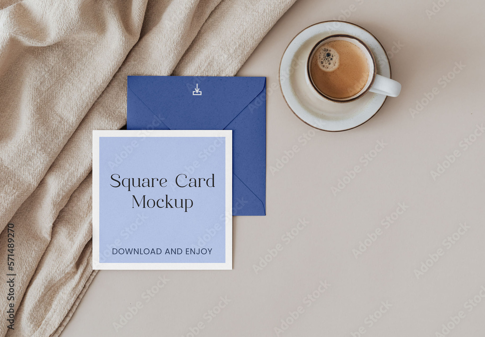 Square Card with Envelope Mockup Stock Template | Adobe Stock