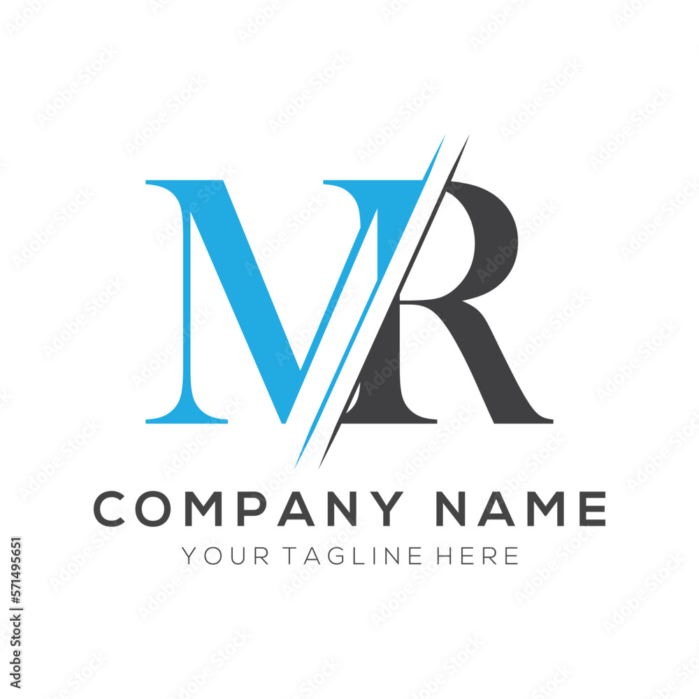 MR letter logo design template elements. MR letter vector logo. Stock ...