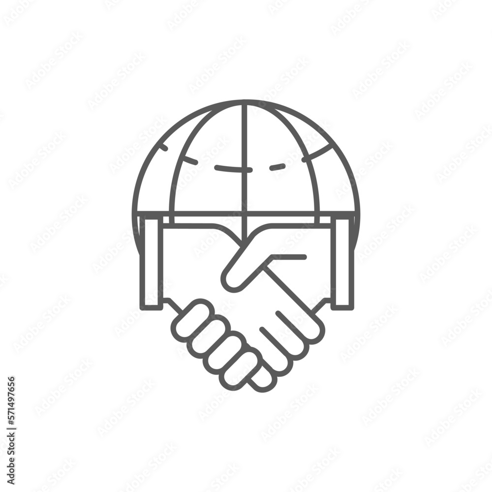 Globe earth with handshake, world partnership, international agreement ...