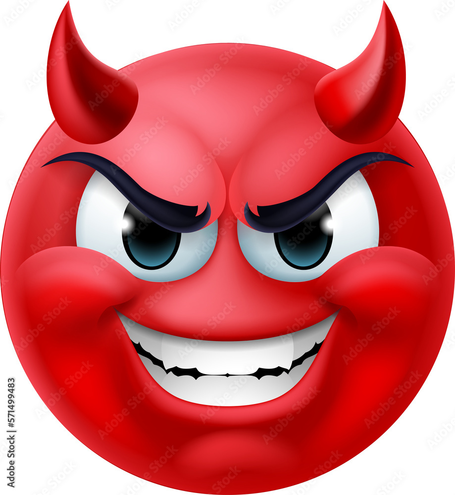 Devil Emoji Emoticon Man Face Cartoon Icon Mascot Stock Illustration ...
