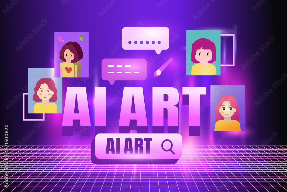 AI generated content. Neural network creates pictures. Computer creates ...