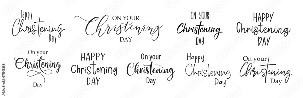 Christening day. Christian, religious churh vector design. Typography ...