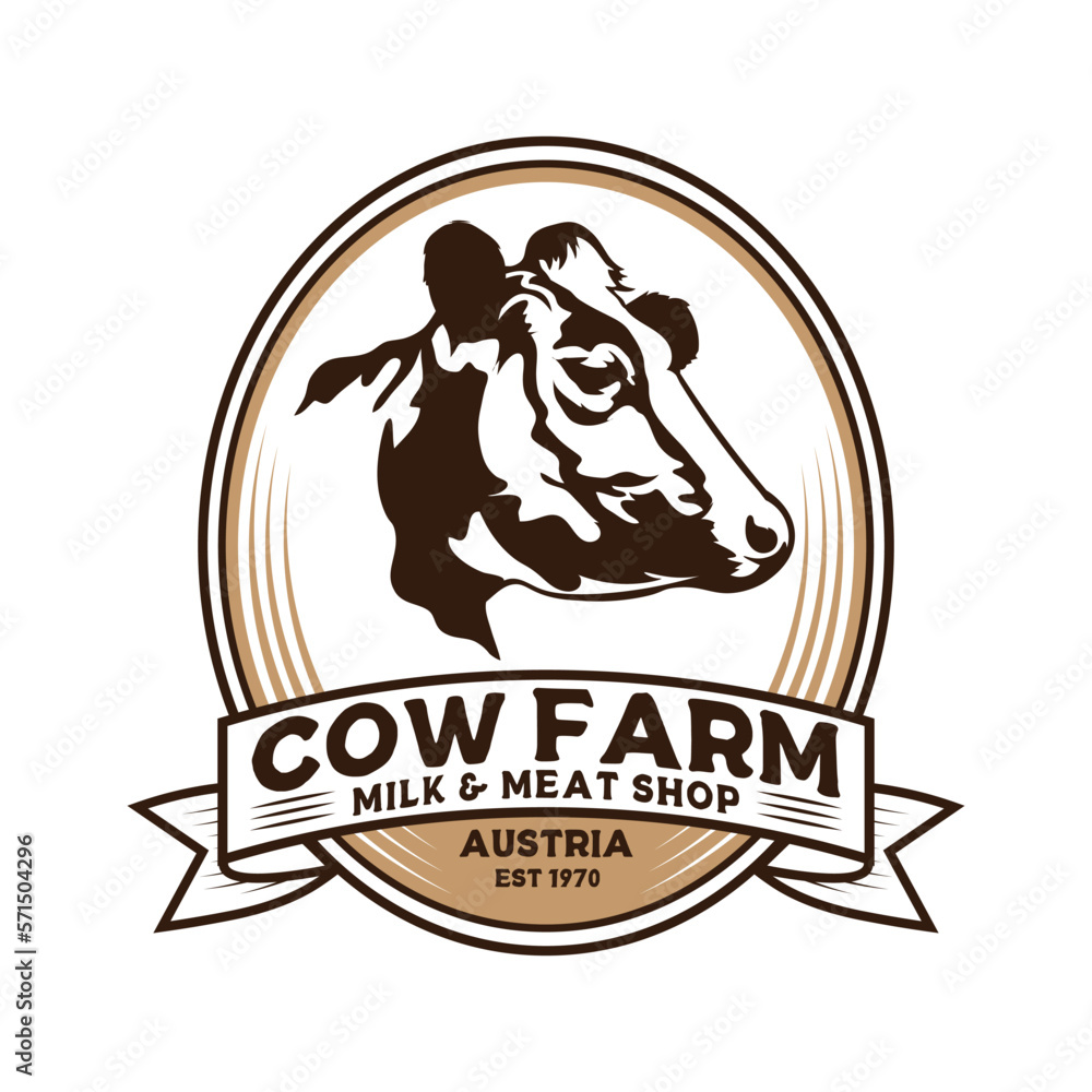 Cow farm vector illustration, perfect foe farm logo, meat milk shop and ...