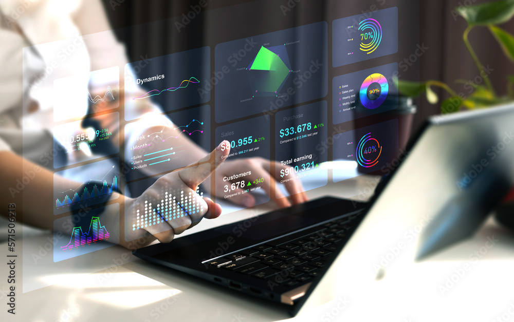 Business finance data analytics graph.Financial management technology ...