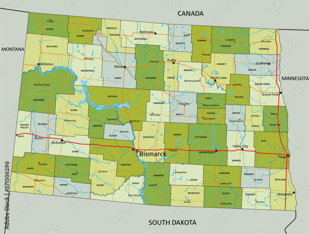 Highly detailed editable political map with separated layers. North ...