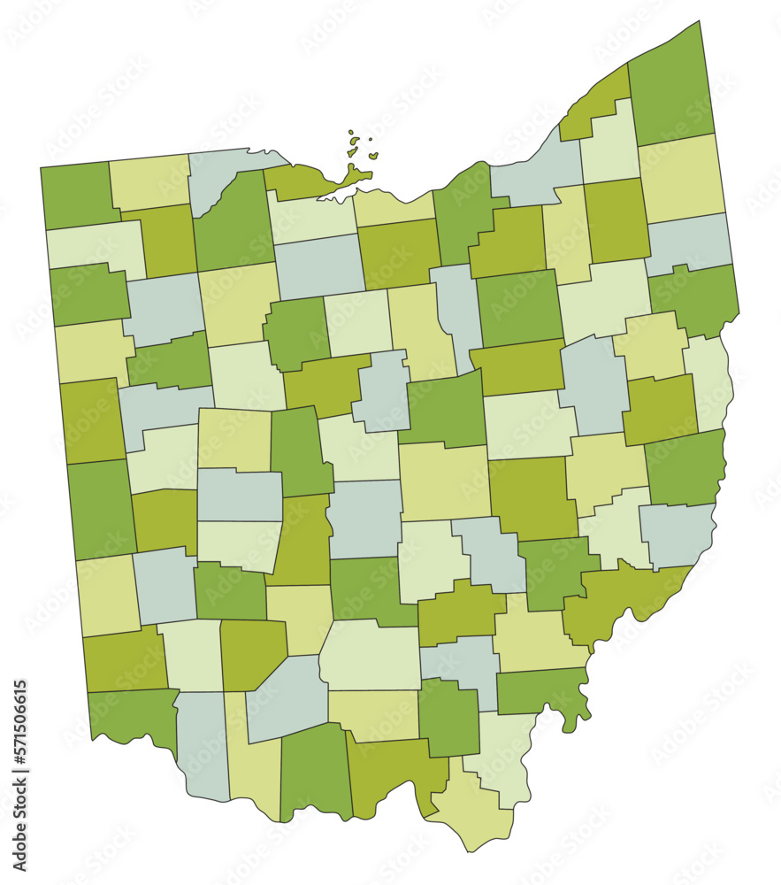 Highly detailed editable political map with separated layers. Ohio ...
