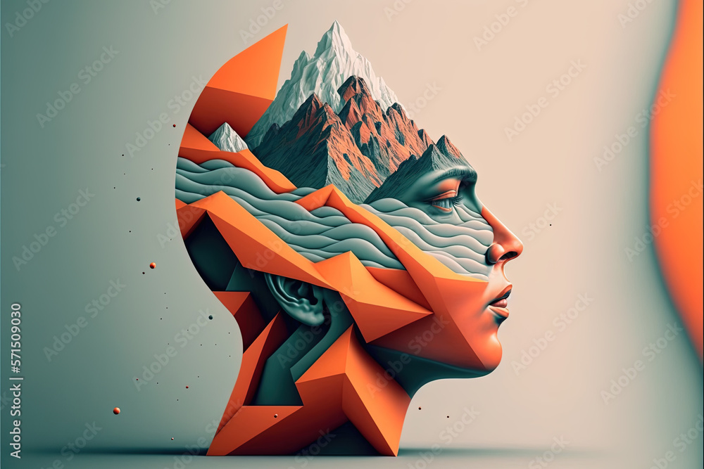 Human face as a concept of Emotional intelligence. Generative AI Stock ...