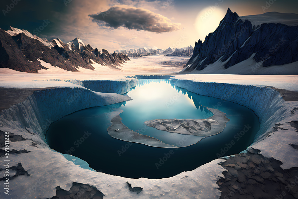 Melting ice glacier Antarctica in global Warming Environment. Concept ...