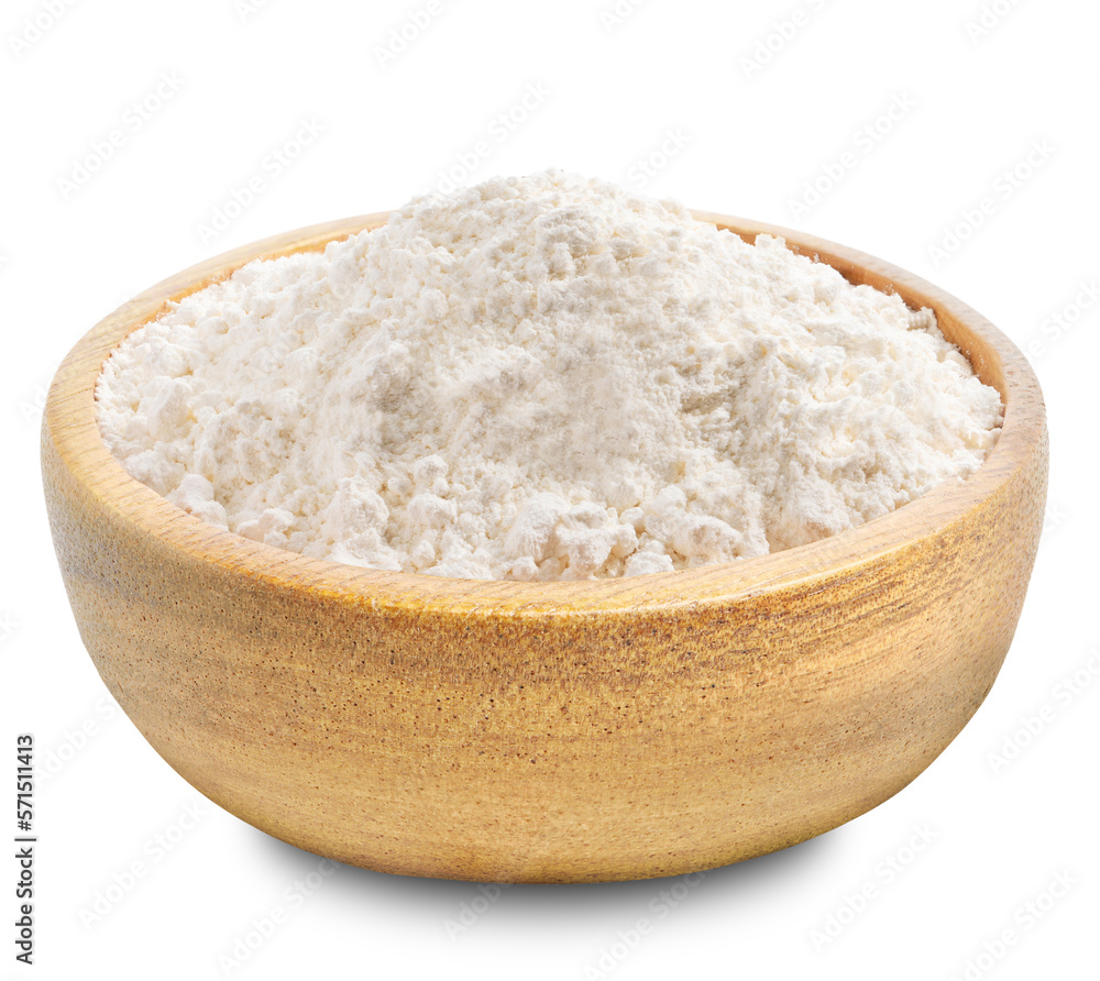 Flour in a wooden bowl. PNG transparency Stock Photo | Adobe Stock