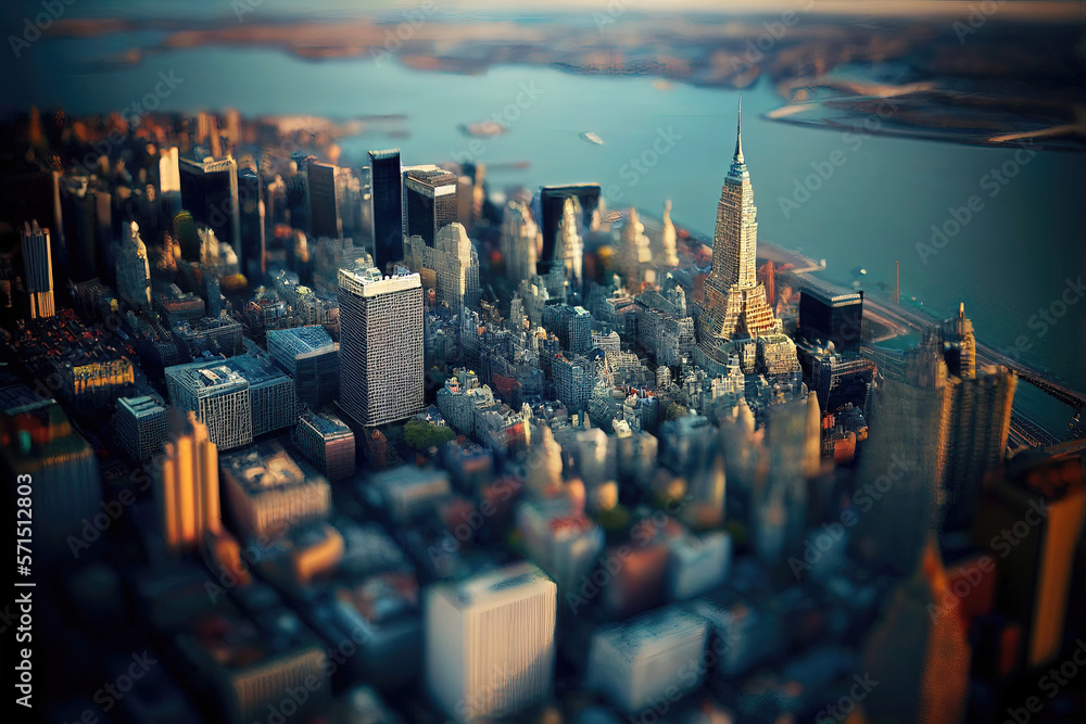 Modern diorama with miniature model of New York City like buildings ...