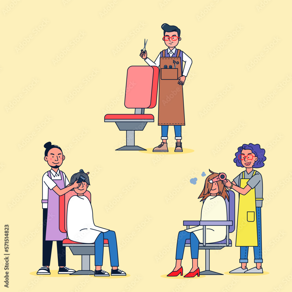 Grafika wektorowa Stock: Cartoon style. Set of barbershop, isolated ... Grafika wektorowa Stock: Cartoon style. Set of barbershop, isolated ...