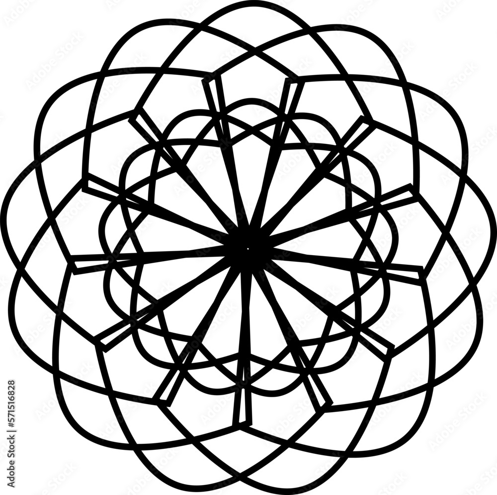 Black and white abstract spiral mandala art, Geometric mandala design ...