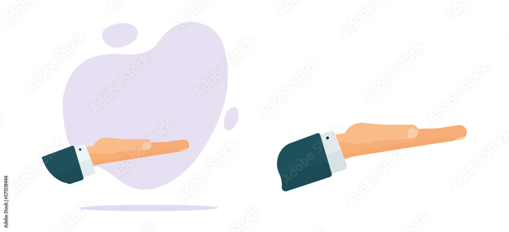 Hand giving icon vector, man person asking requesting help, taking or ...