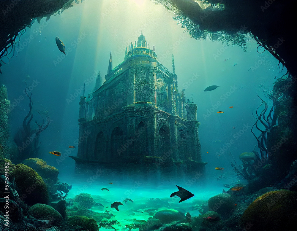 Mythical underwater city Atlantis, generative ai. Depicting a lost ...